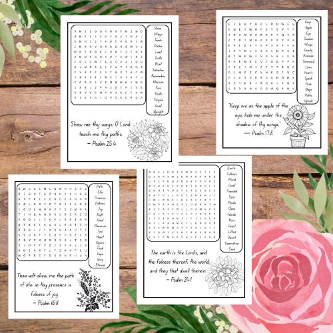 20 Printable Bible Word Search Puzzles From Psalms - Etsy
