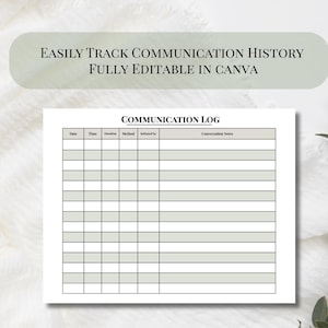 Printable & Editable Communication Log | Parent Communication Log ...