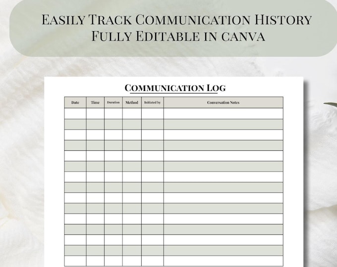 Printable & Editable Communication Log | Parent Communication Log ...