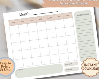Co-parenting Calendar | Printable Family Calendar for Parent ...