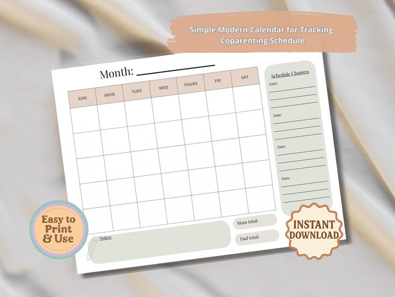 Co-parenting Calendar | Printable Family Calendar for Parent ...