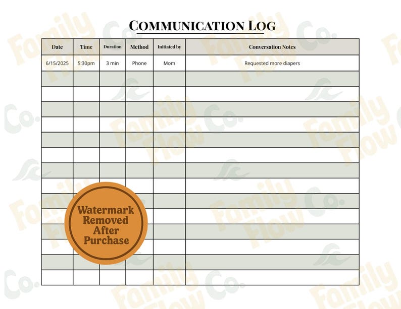 Printable & Editable Communication Log | Parent Communication Log ...