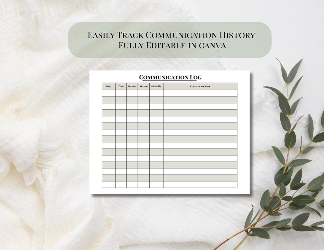 Printable & Editable Communication Log | Parent Communication Log | Phone Log Template ...