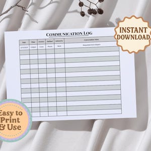 Printable & Editable Communication Log | Parent Communication Log ...