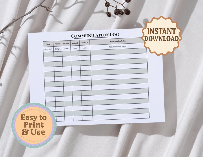 Printable & Editable Communication Log | Parent Communication Log | Phone Log Template ...