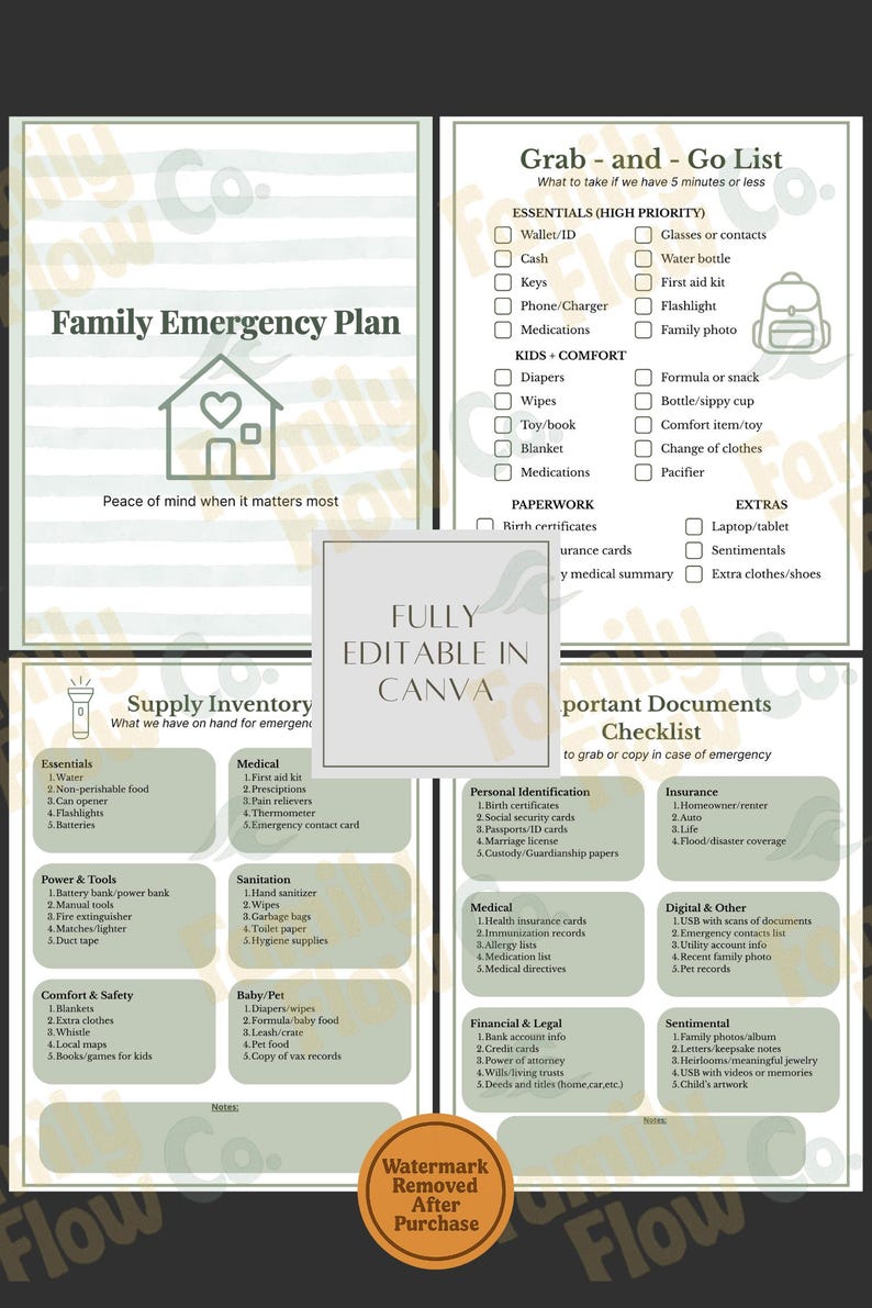 Emergency Binder Printable | Family Emergency Plan Template | Editable ...