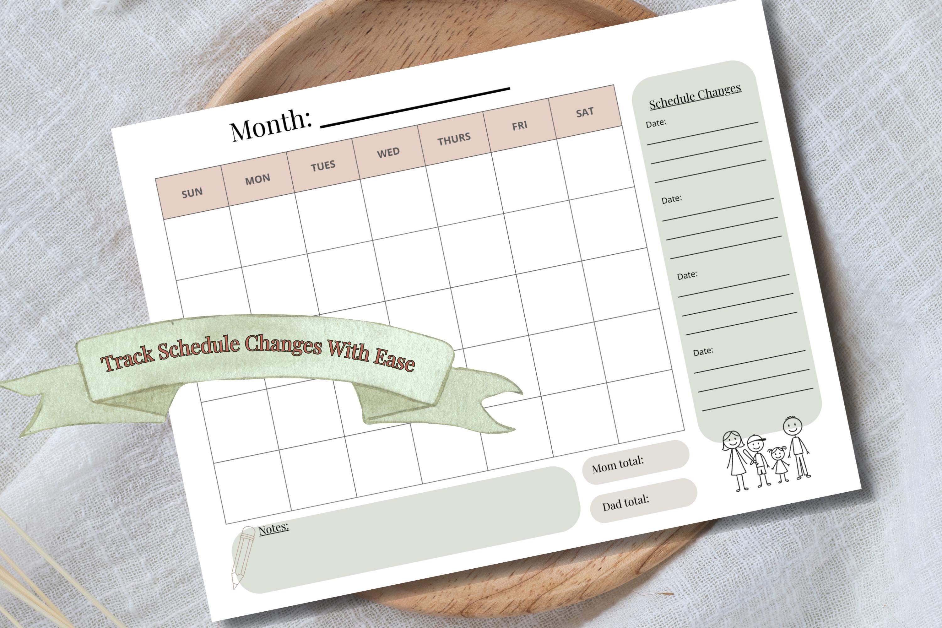 Co-parenting Calendar | Printable Family Calendar for Parent ...