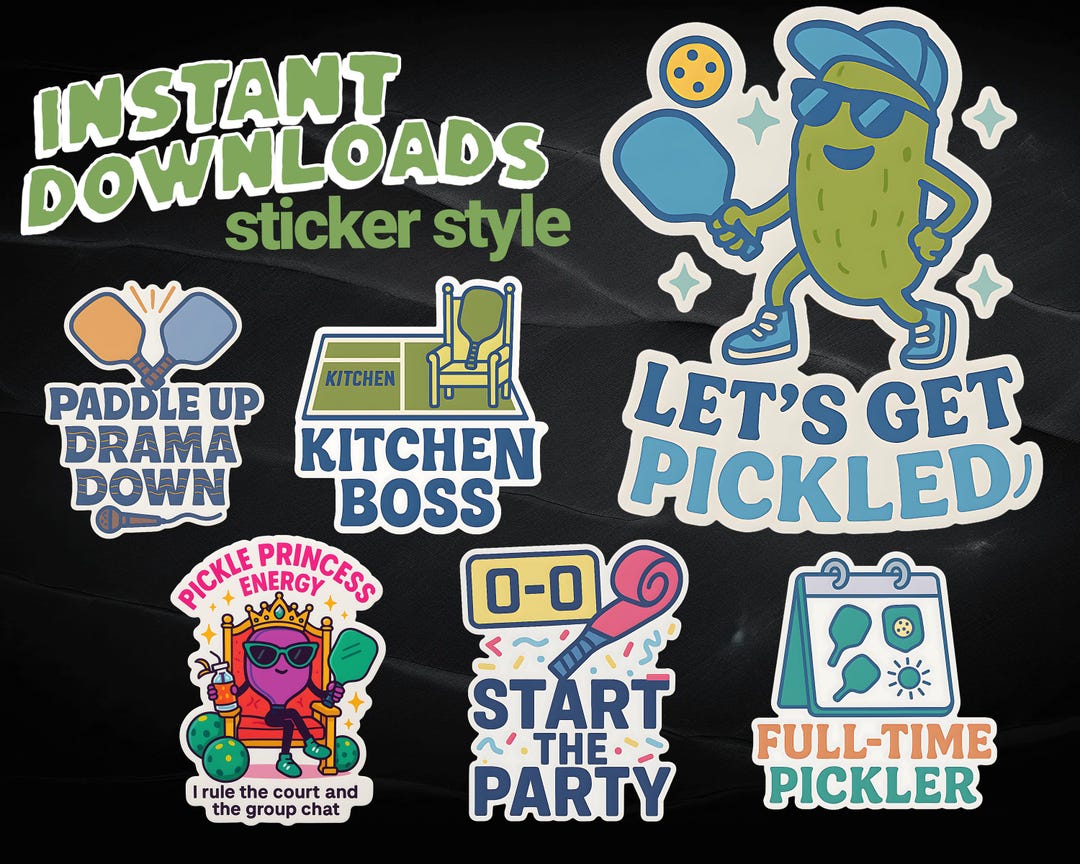 Playful Pickleball Sticker Clipart Collection - Full-time Pickler ...