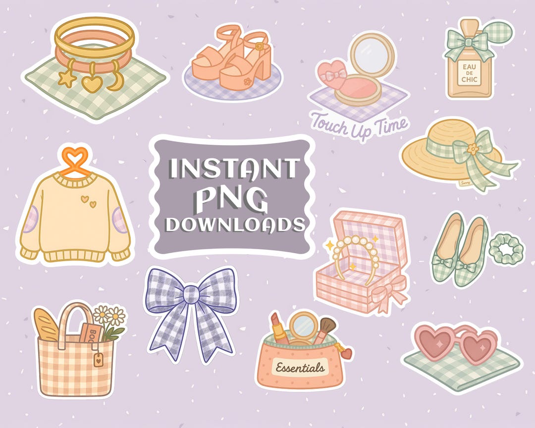 Gingham Icon Fashion Clipart Collection - Instant Download for ...