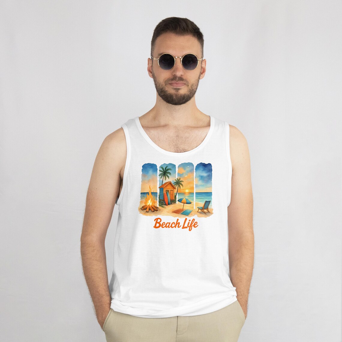 Beach Life Collage Clip Art - Vibrant Beach Scene With Surfboards, Palm ...