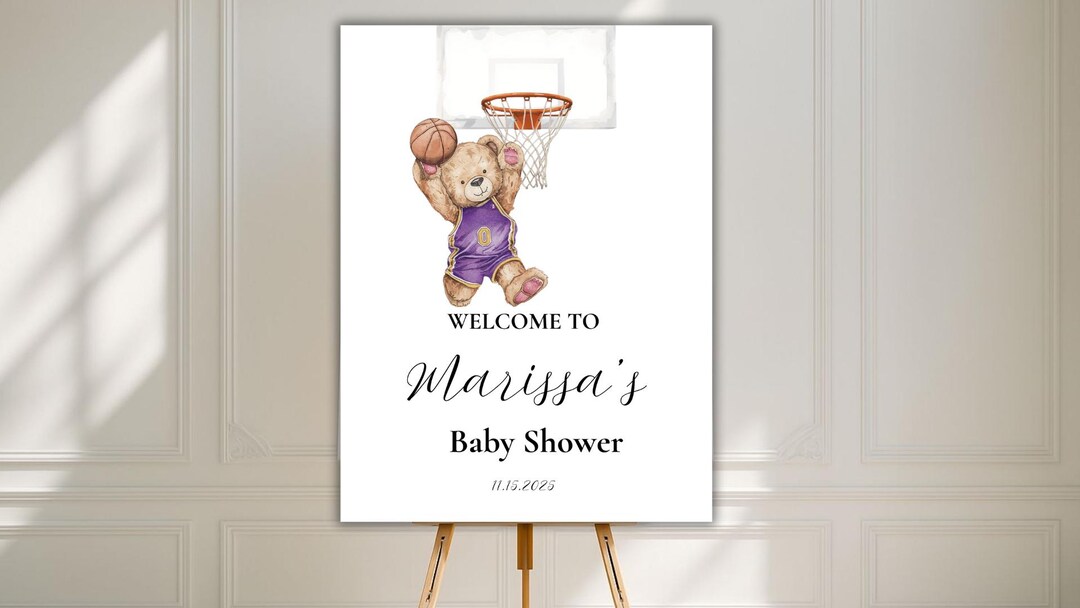 Basketball Baby Shower Welcome Sign Basketball Themed Baby Shower Sign ...