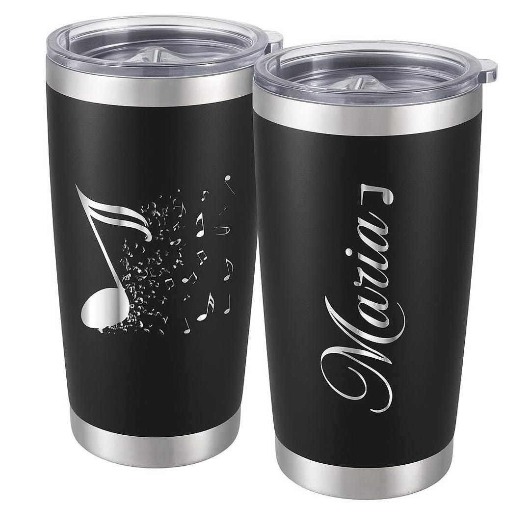Personalized Music Tumbler – Engraved Stainless Steel Travel Mug, Gift ...
