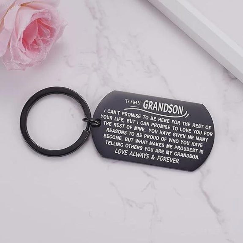 Grandson Keychain, Personalized Dog Tag Gift, Graduation, Birthday - Etsy
