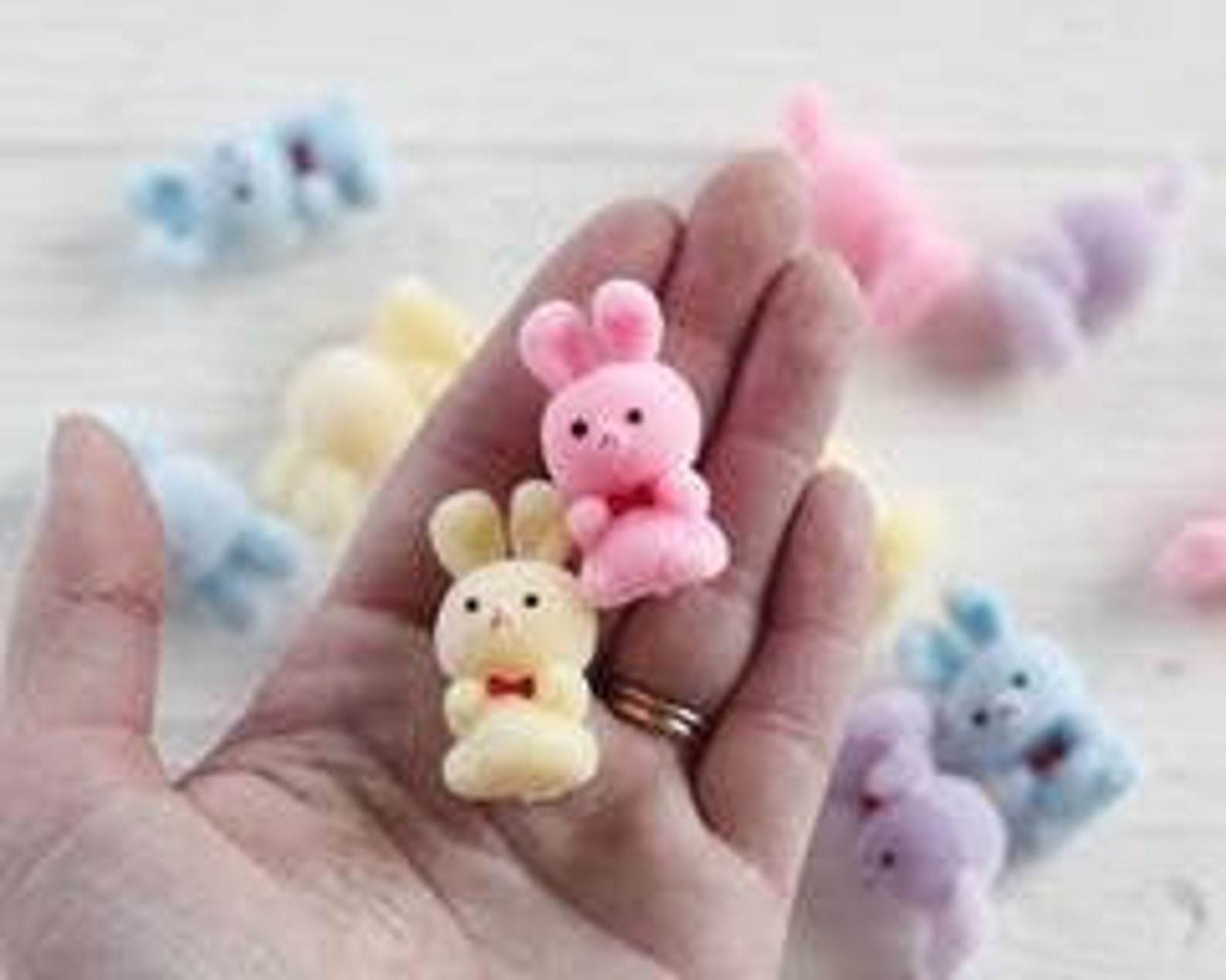 12pcs Flocked Rabbits Pastel Bunnies - Etsy