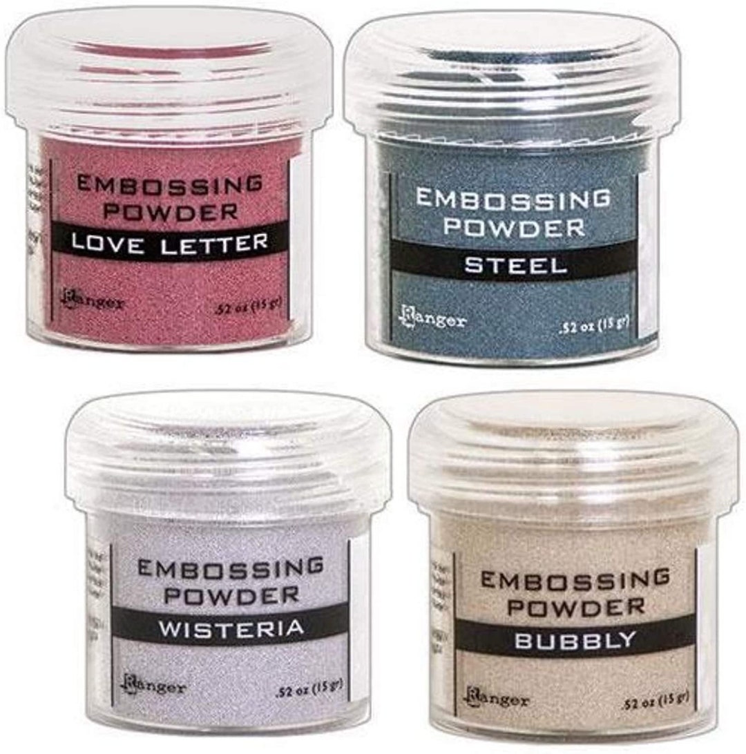 Ranger Embossing Powder 4 1 Oz Bottles Love Letter, Steel, Wisteria and ...