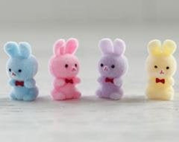 12pcs Flocked Rabbits Pastel Bunnies | Etsy