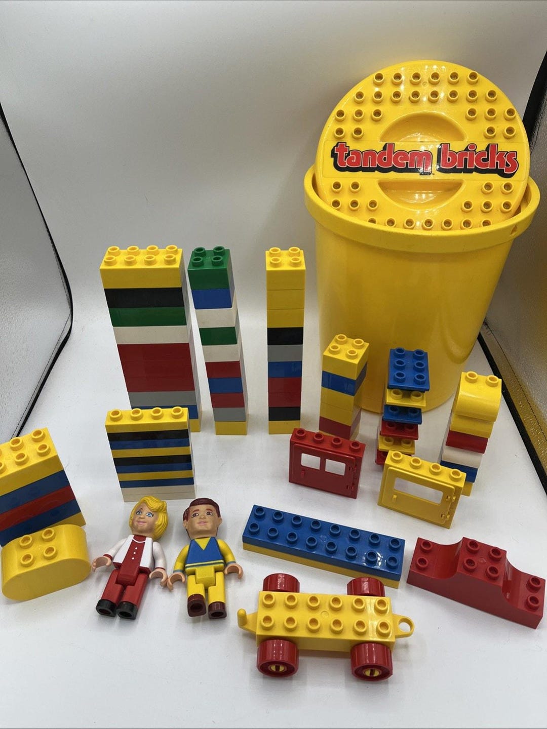 Vintage Tandem Bricks 1980s Bucket Full of Blocks 70 Bricks Plus Two ...