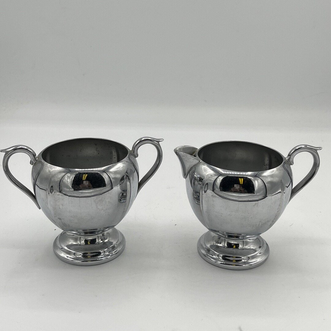 Vintage Farber Bros Silver Double Handled Sugar Creamer Set Classic ...