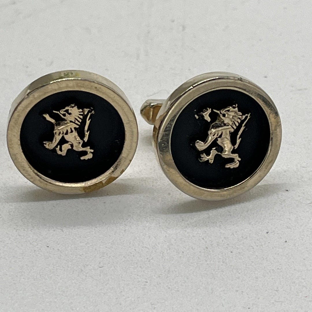 Vintage Swank Gold & Black Lion Crest Cufflinks - Etsy