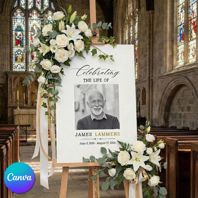 Funeral Welcome Sign Template | Funeral Poster Board | Minimalist ...