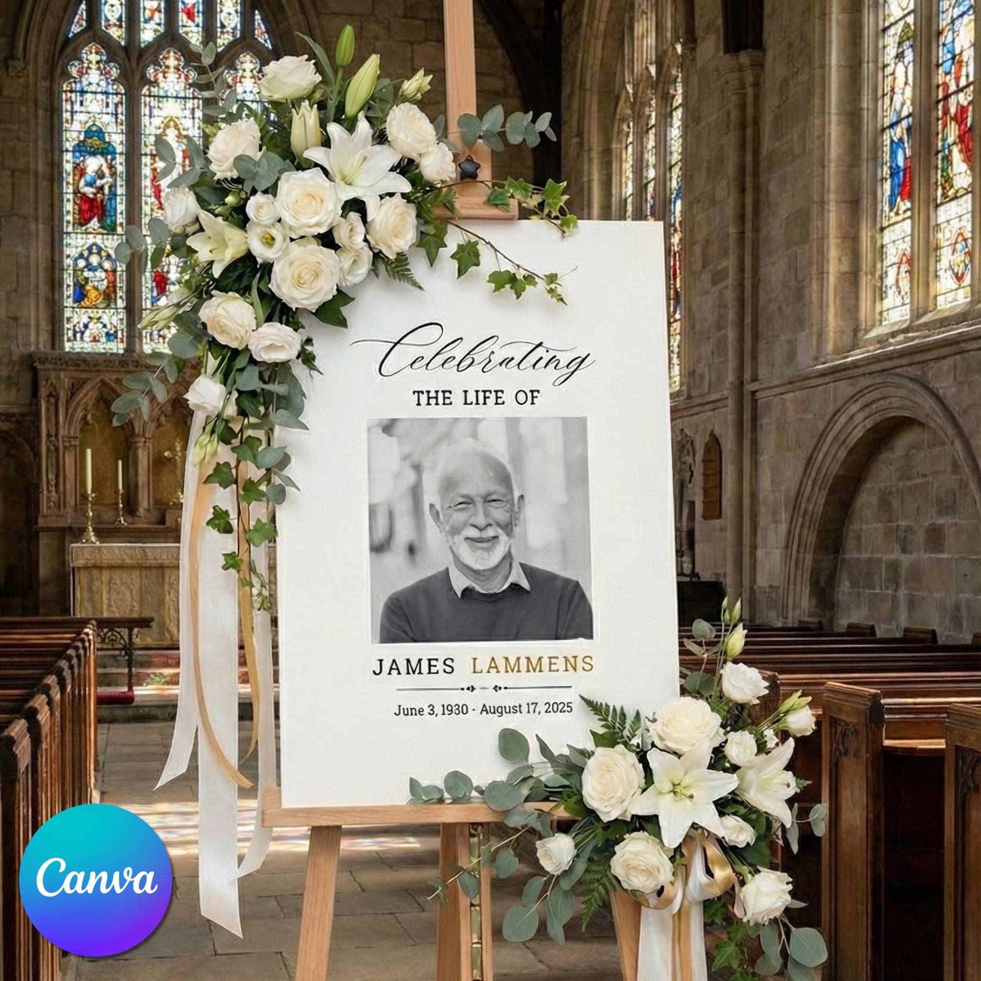 Funeral Welcome Sign Template | Funeral Poster Board | Minimalist ...