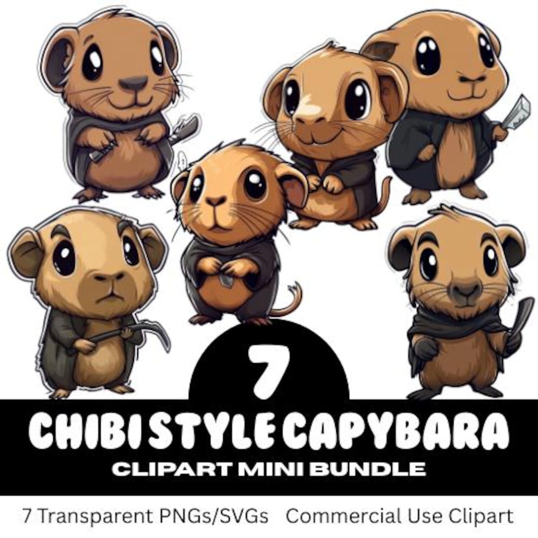 Capybara Chibi Style Clipart| Capybara Cute Mini Bundle Clipart ...