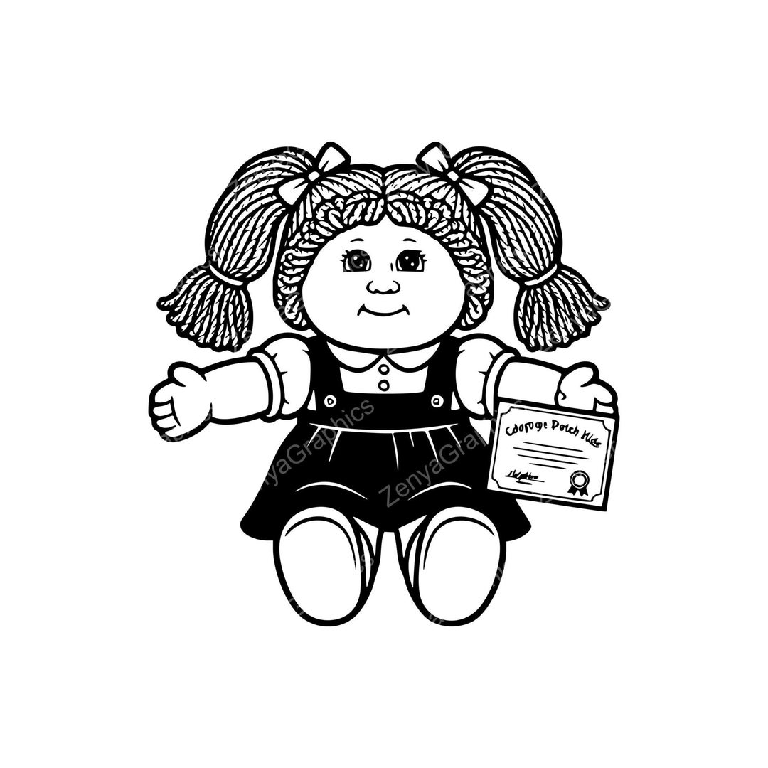 Cabbage Patch Kid Digital Design SVG PNG JPG | Cute Retro Art for ...