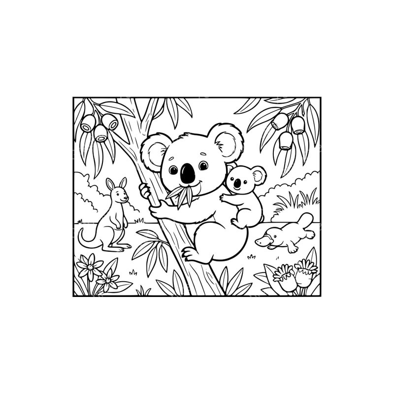 Koala Coloring Pages - Etsy UK