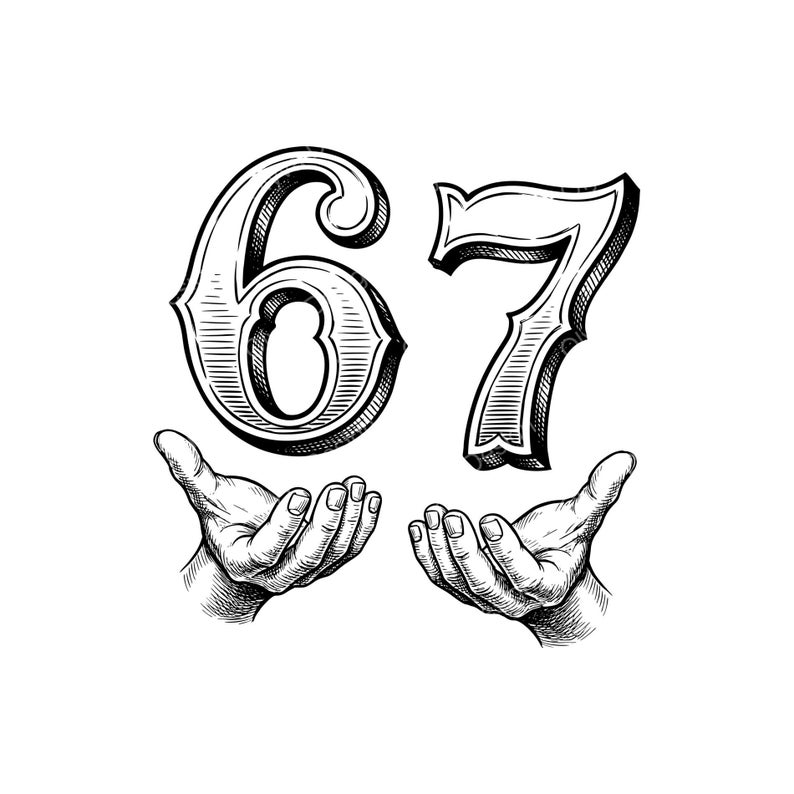 Six Seven Meme , Number 67 SVG PNG JPG | Retro Style Design for Diy ...