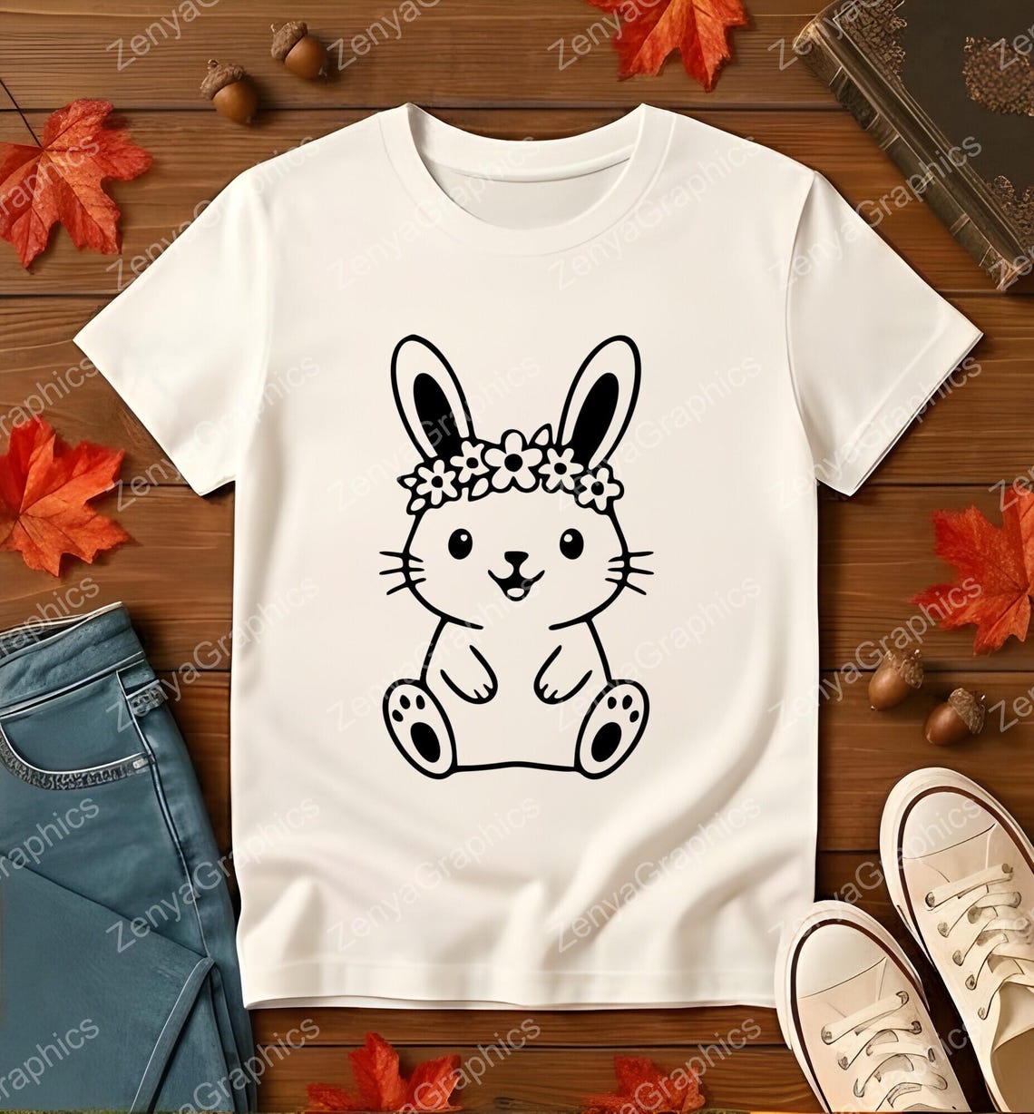 Cute Bunny With Flower Crown SVG PNG JPG | Digital Design for Crafting ...