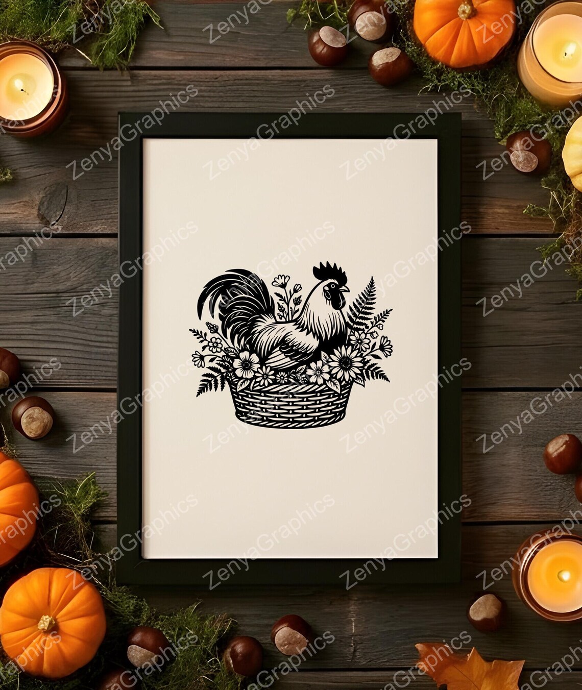 Floral Rooster SVG PNG JPG | Rustic Farmhouse Design for Crafts - Etsy