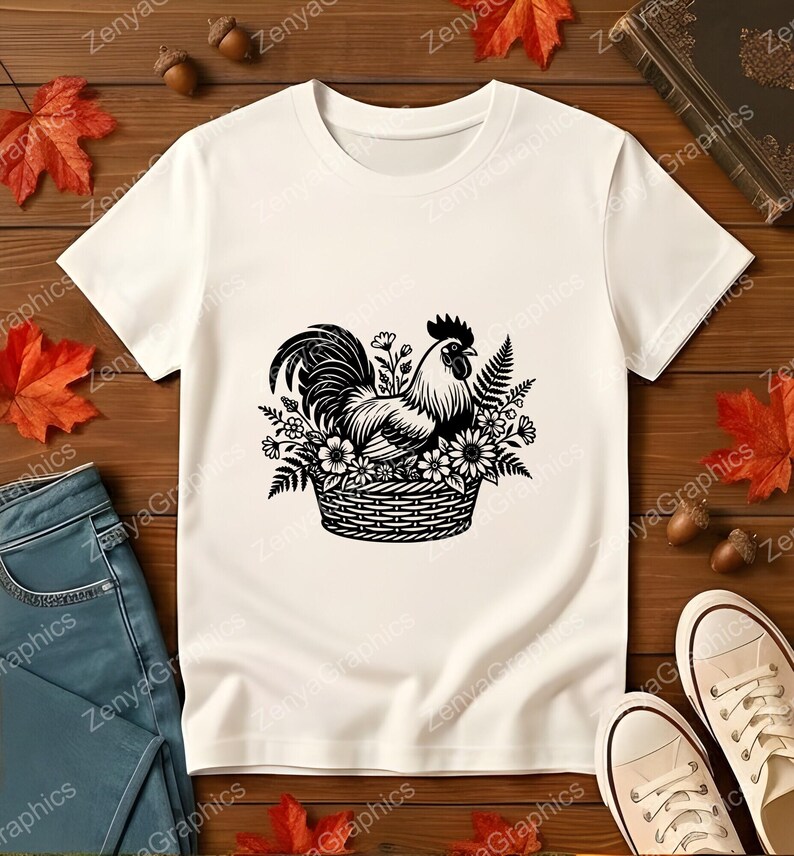 Floral Rooster SVG PNG JPG | Rustic Farmhouse Design for Crafts - Etsy