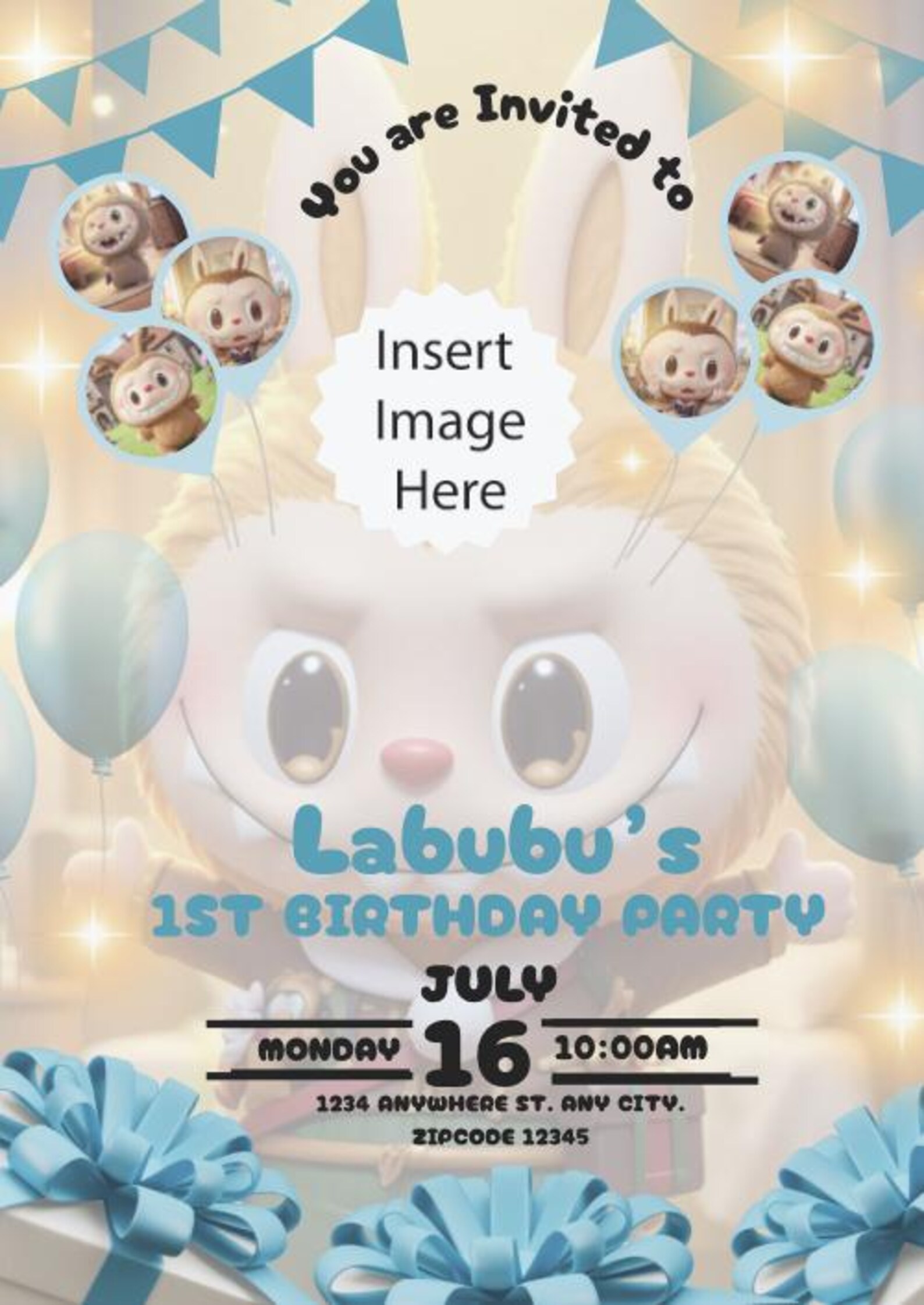 Labubu Birthday Invitations,editable Labubu Template,instant Download ...