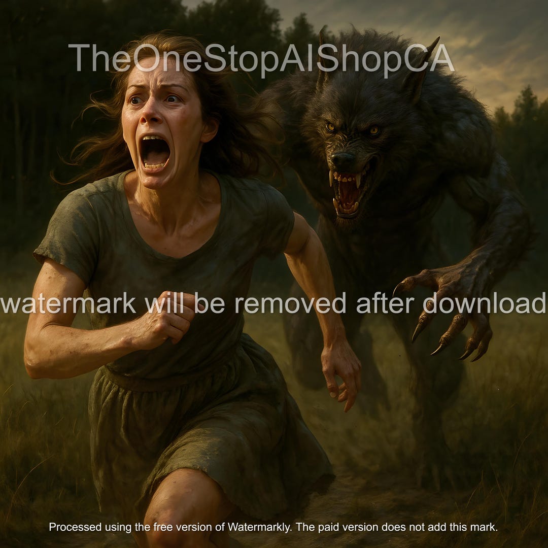 Werewolf Chasing a Woman High Resolution Image Instant Download for ...