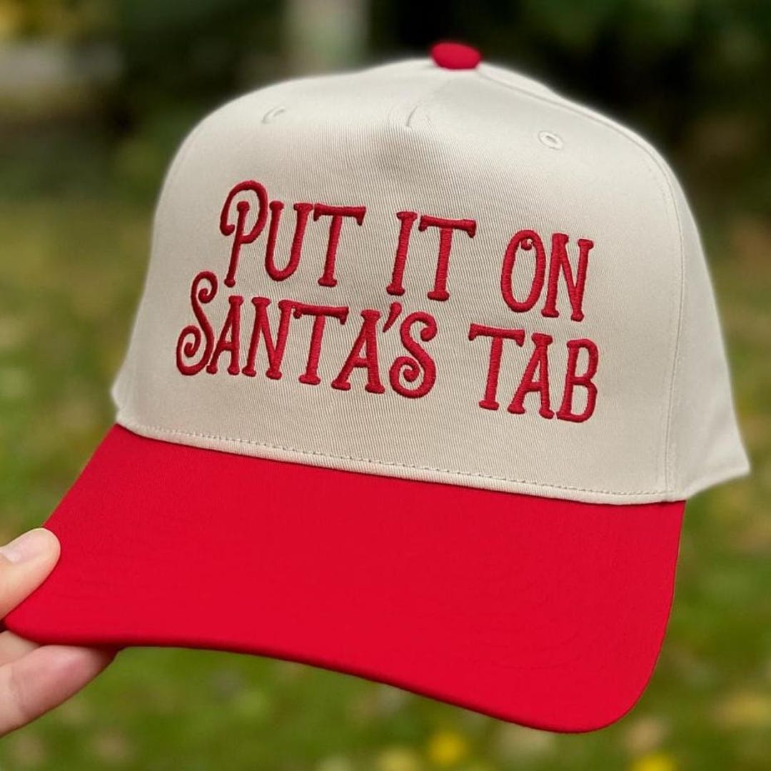 Put It on Santa's Tab Embroidered Snapback Hat - Etsy