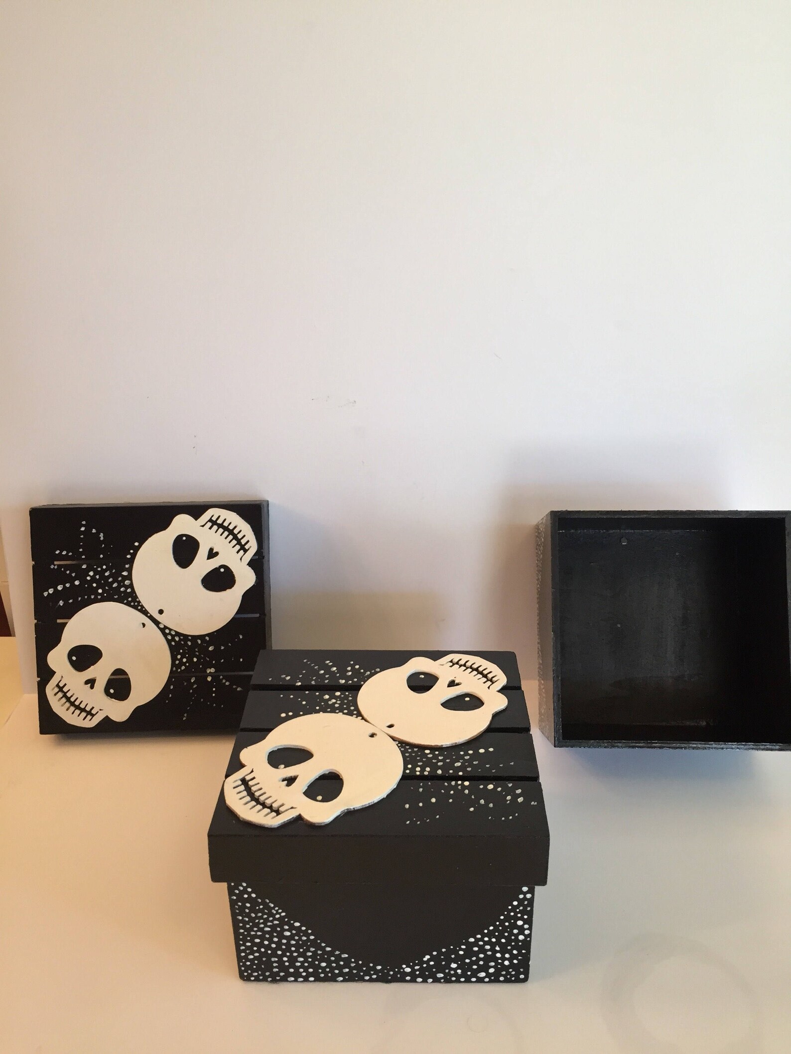 Black and White Wooden Skull Keepsake Boxes - Etsy