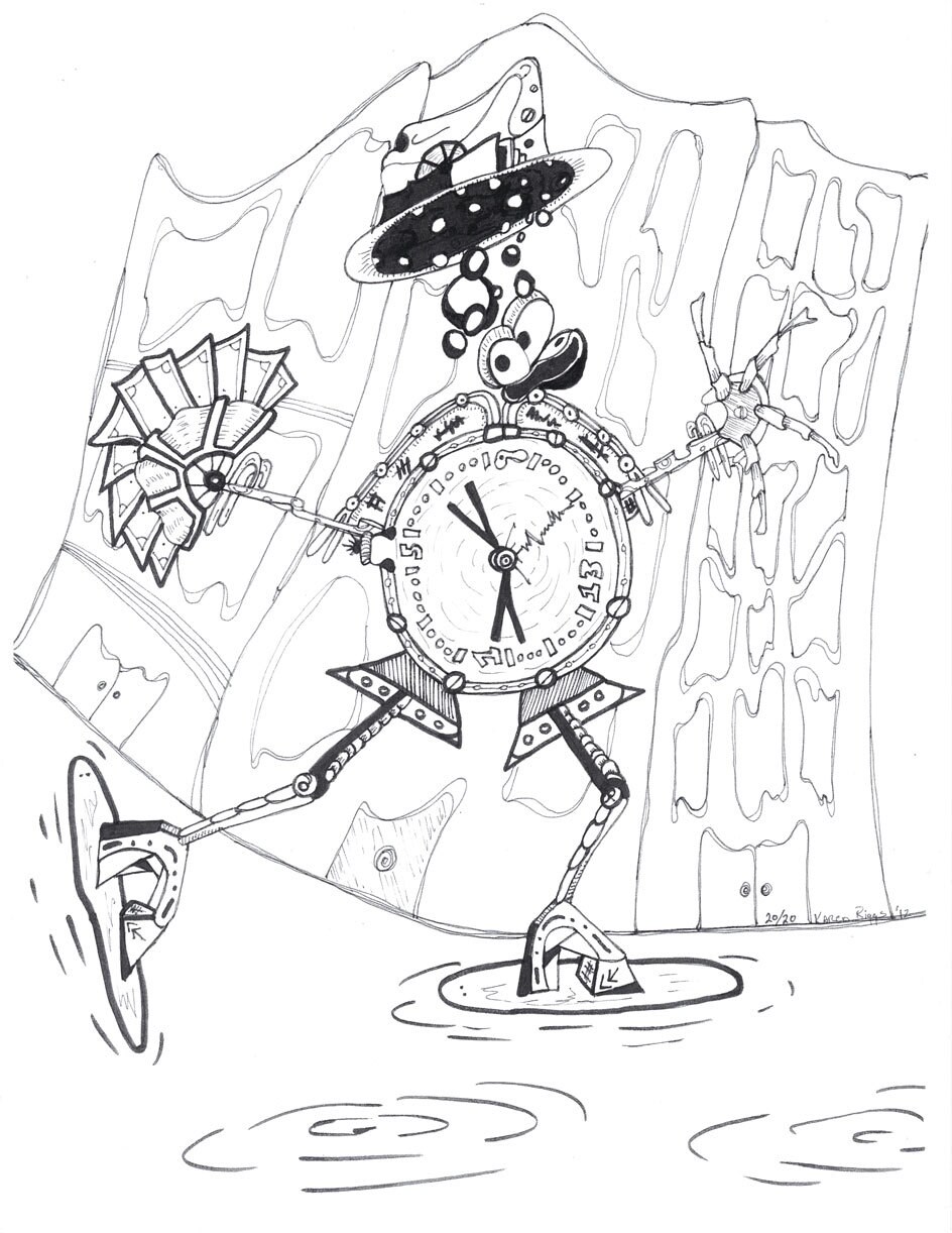 Limited Edition Mechanical Clock Man II Print. 8 1/2 X 11 on White ...