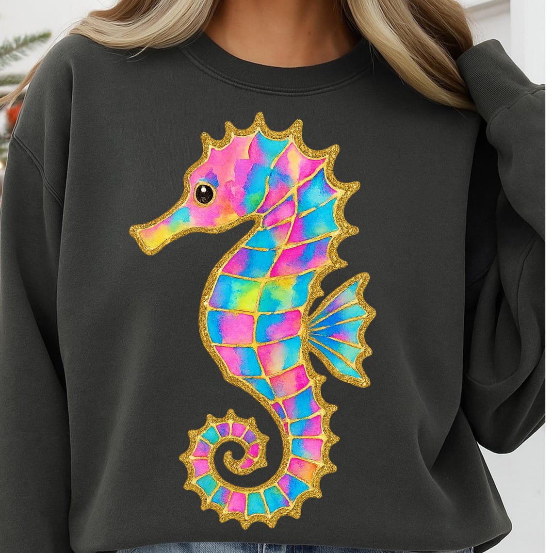 Vibrant Summer Seahorse PNG, Neon Beach Sublimation Design, Colorful ...