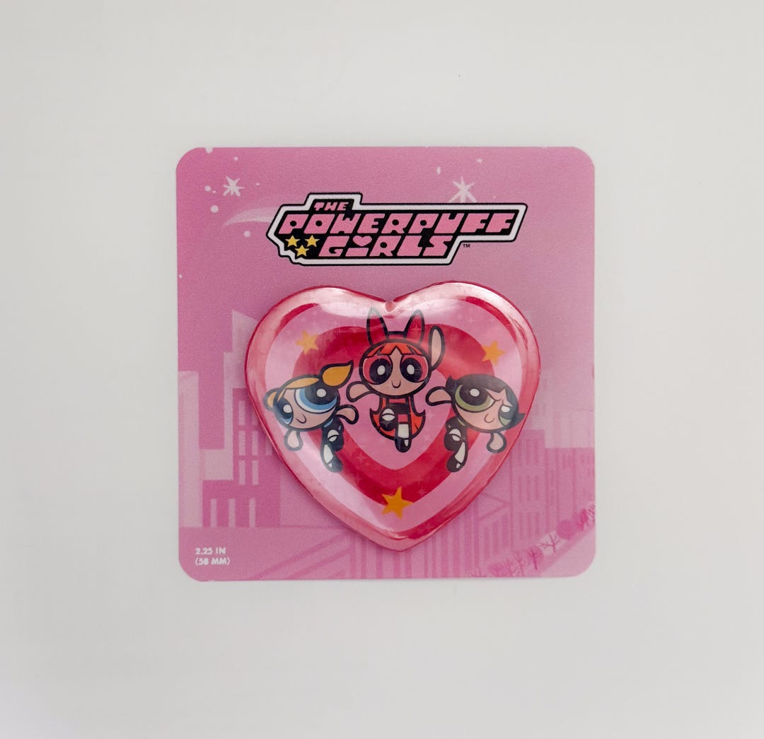 The Powerpuff Girls Holographic Heart Shape Pin. Size 2.25 in (58 Mm ...