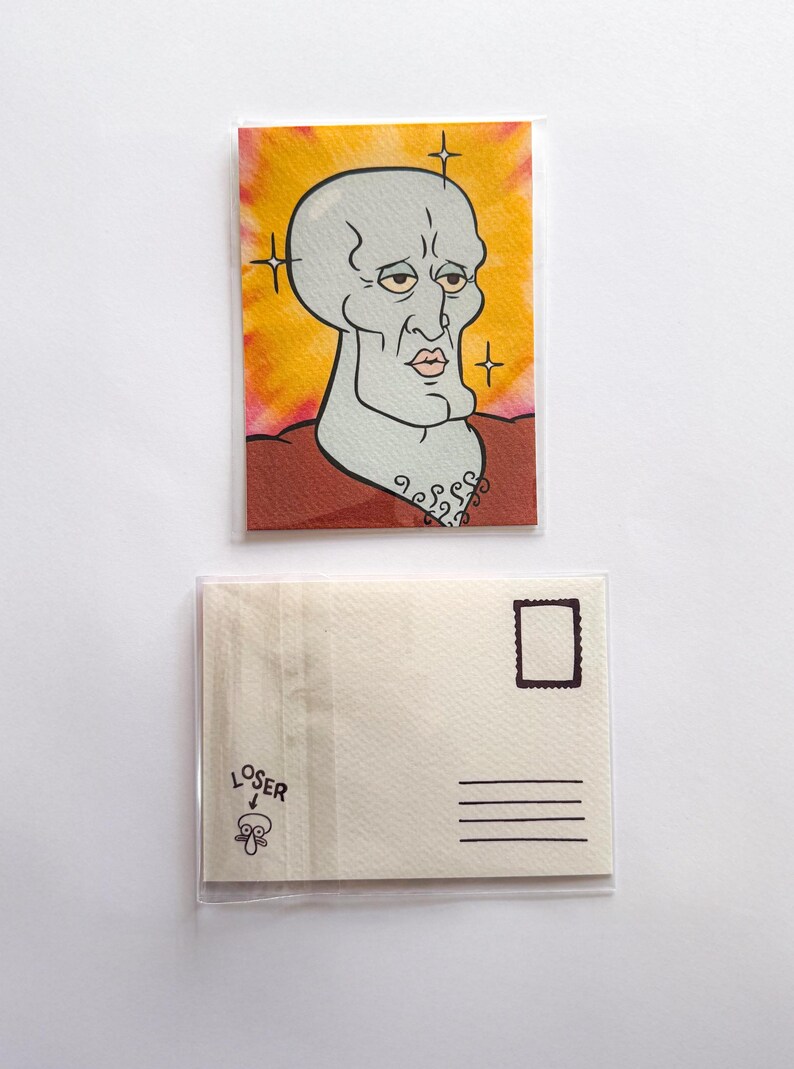 Spongebob Squarepants Handsome Squidward Mini Canvas Postcard - Etsy