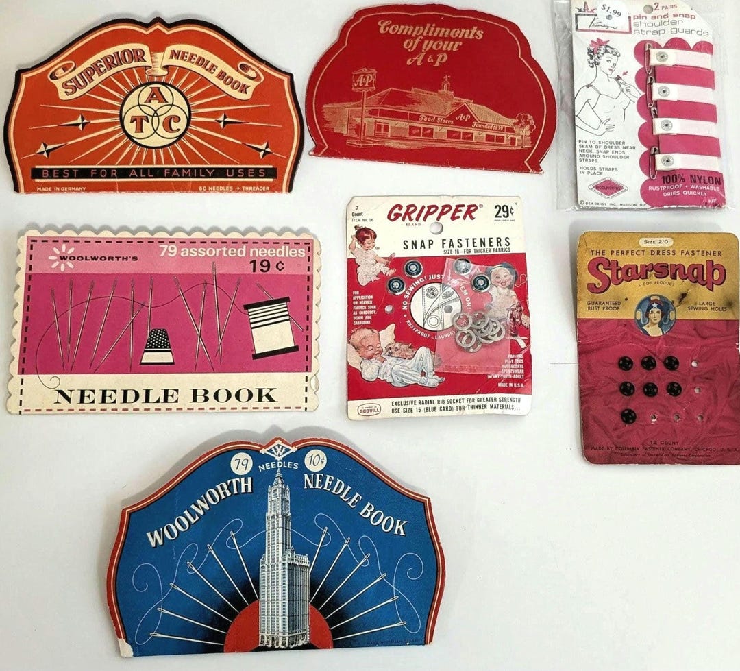 Vintage Sewing Notions Set: 1930s-60s Graphic Ephemera, Needle Books ...