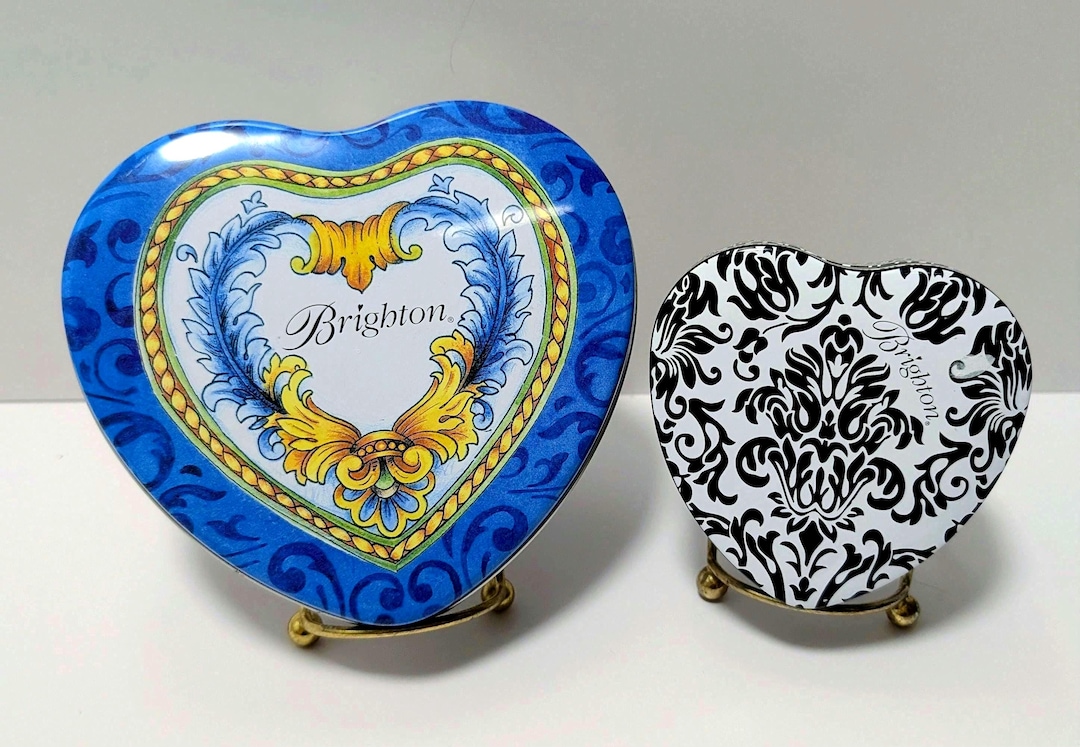Brighton Heart Jewelry Tins – Set of 2 – Blue Mediterranean Scroll ...