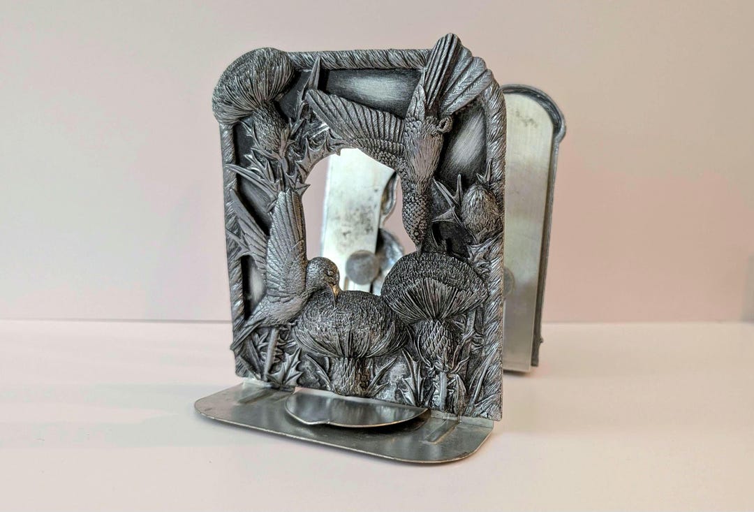 Hummingbird & Thistle Bookends. Cast Metal Vintage Nature Theme - Etsy