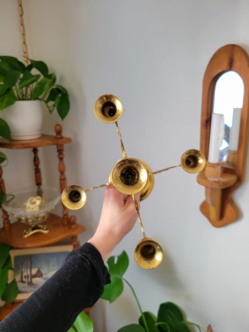 Vintage Brass 5-arm Candelabra | Hollywood Regency Ornate Candlestick ...