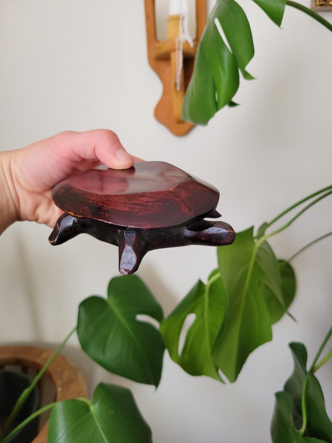 Vintage Hand Carved Wood Turtle Box With Lid - Etsy