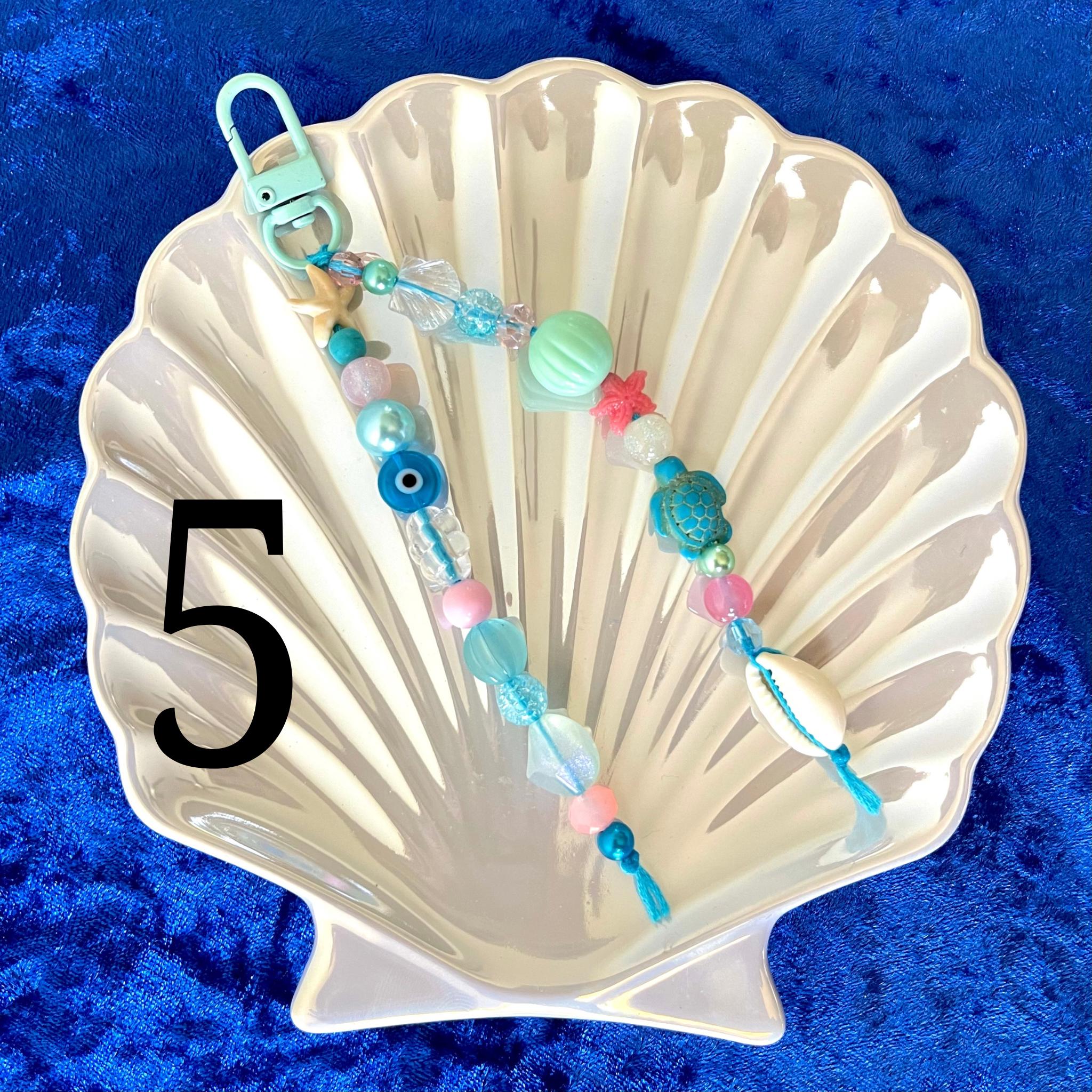 Beach Coastal Chic Beaded Bag Charm Keychain Purse Accessory Zipper ...