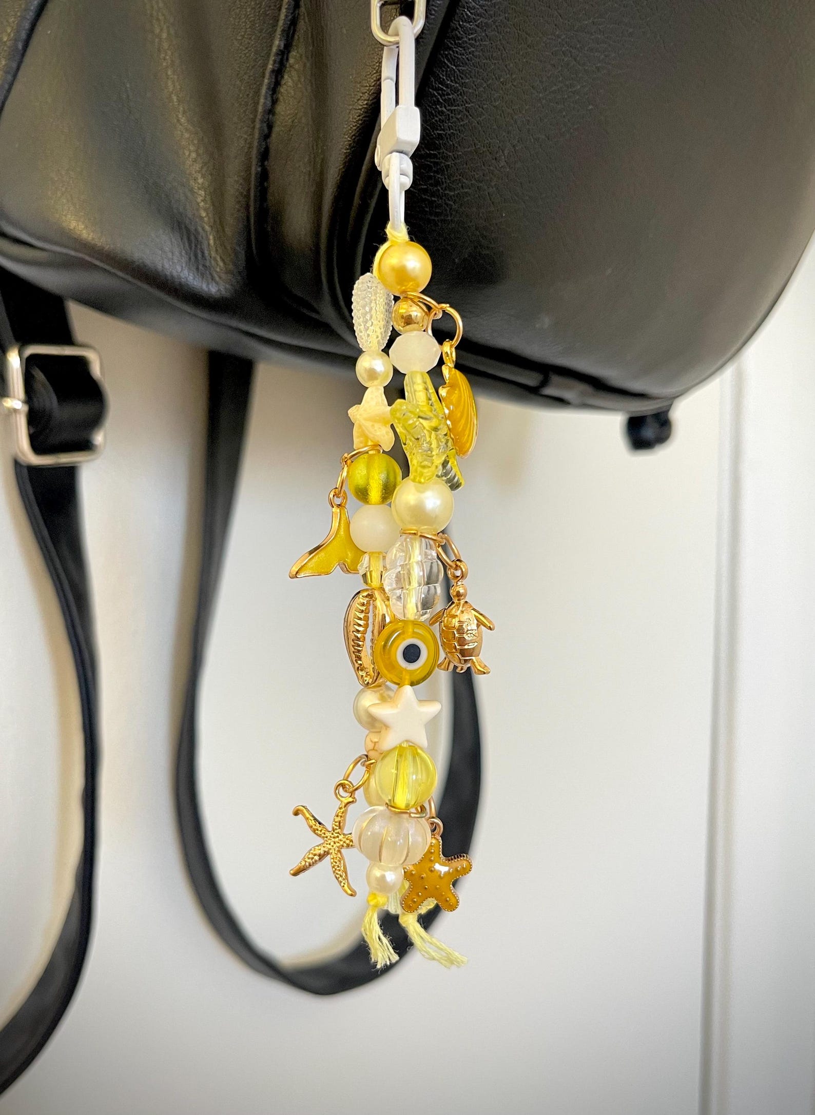Beach Coastal Chic Beaded Bag Charm Keychain Purse Accessory Zipper ...