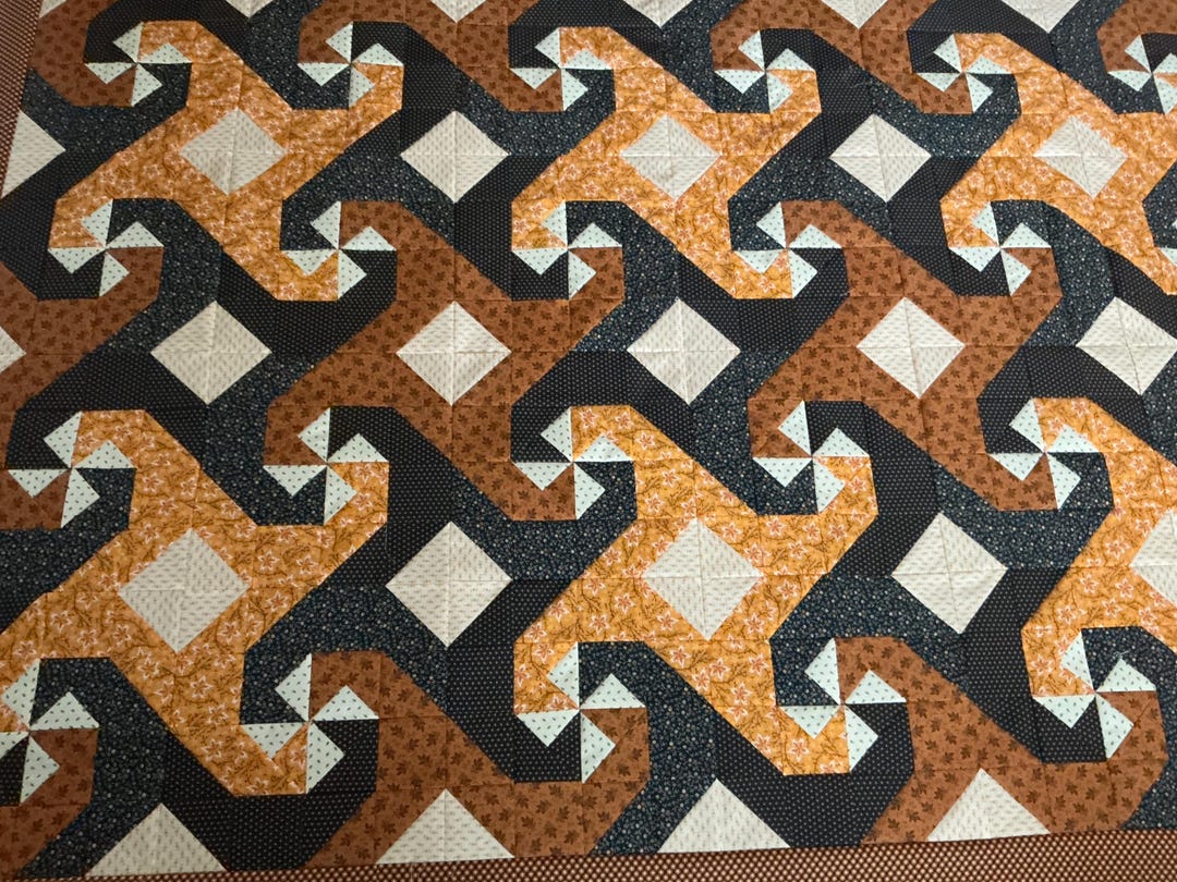 Unfinished Patchwork Quilt Top Handmade Gold Fever Pattern Indigo ...