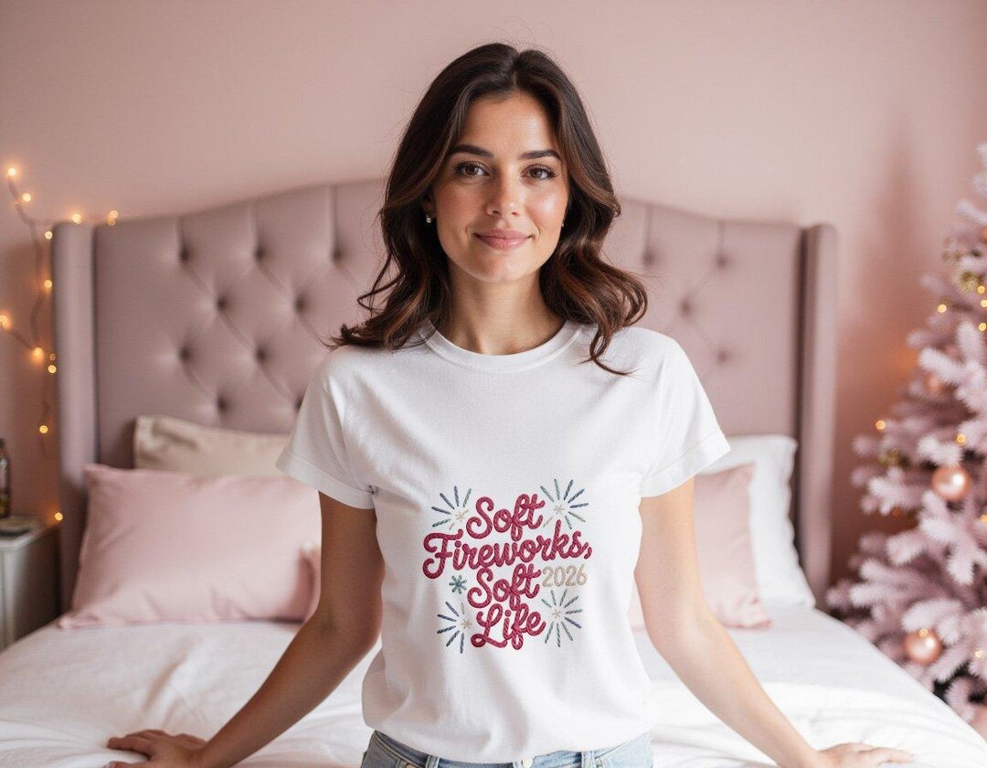 Soft Fireworks Soft Life 2026 - Cozy Pink Aesthetic With Christmas Tree ...