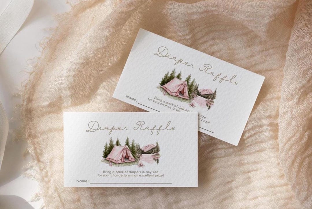 Pink Little Camper Baby Shower Diaper Raffle Insert, A Little Camper is ...